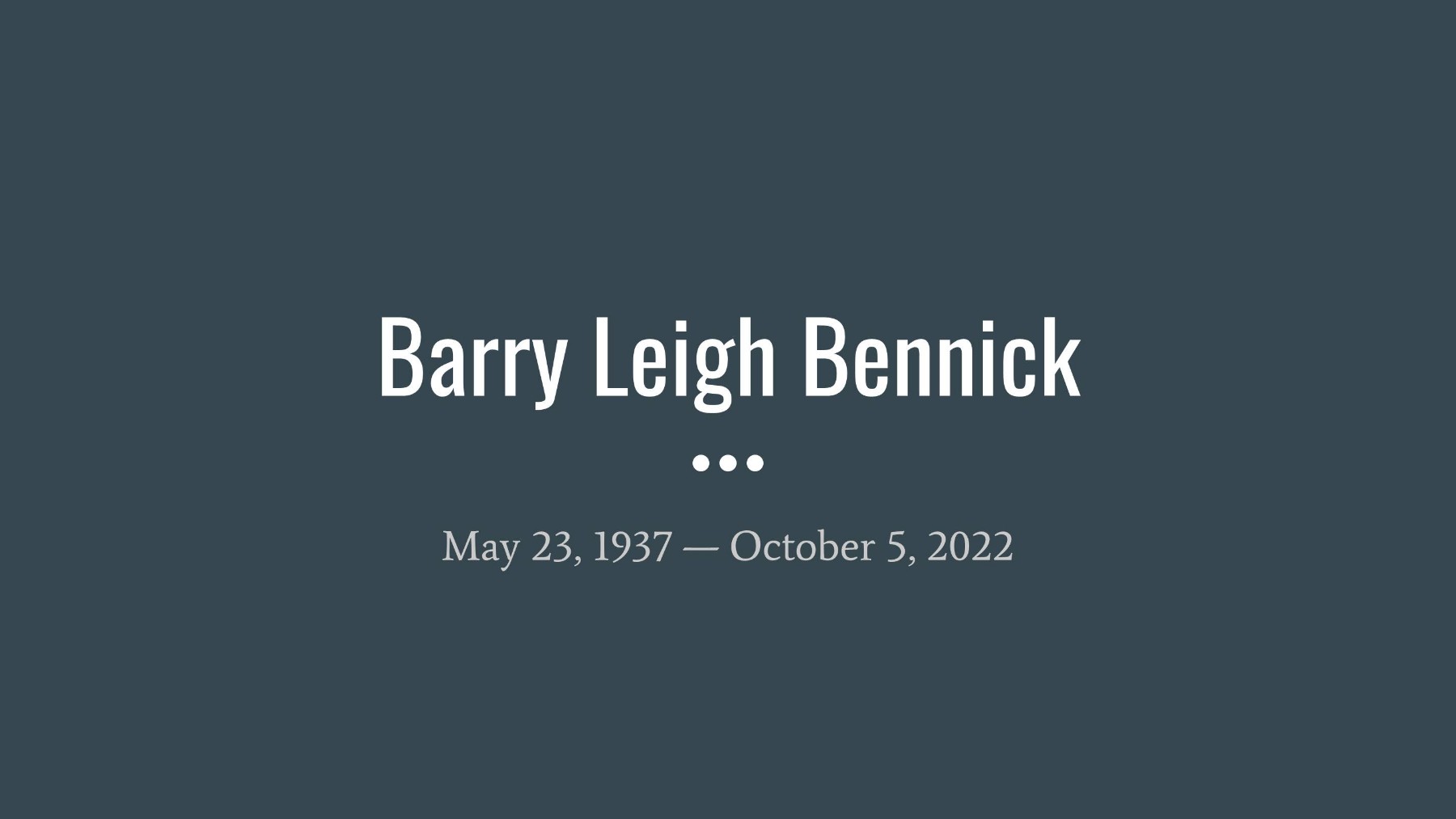 Barry Leigh Bennick Obituary - Houston, TX