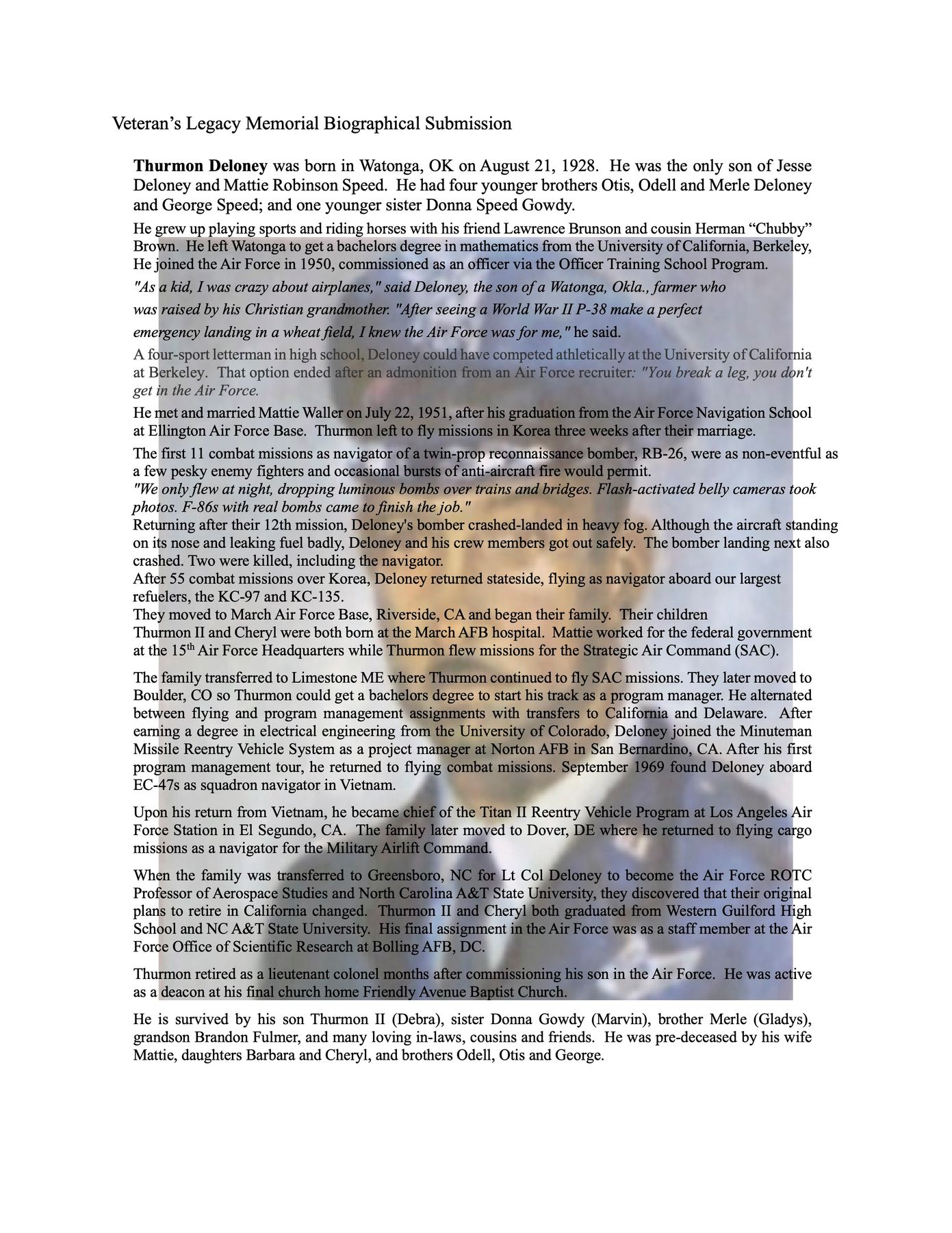Thurmon Deloney Obituary - Springfield, VA